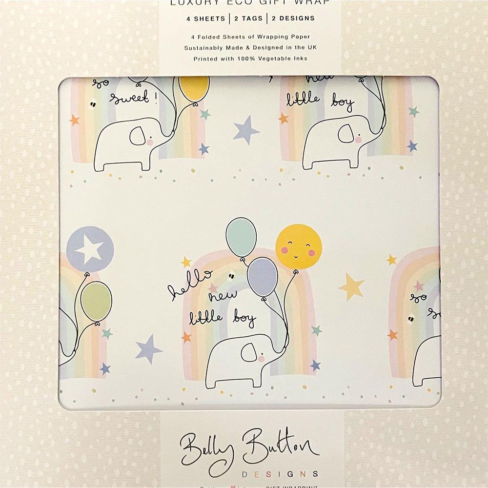 Baby Boy Flat Wrap Pack 4 sheets x 2 designs 2 pop out tags Wrap sheet ...